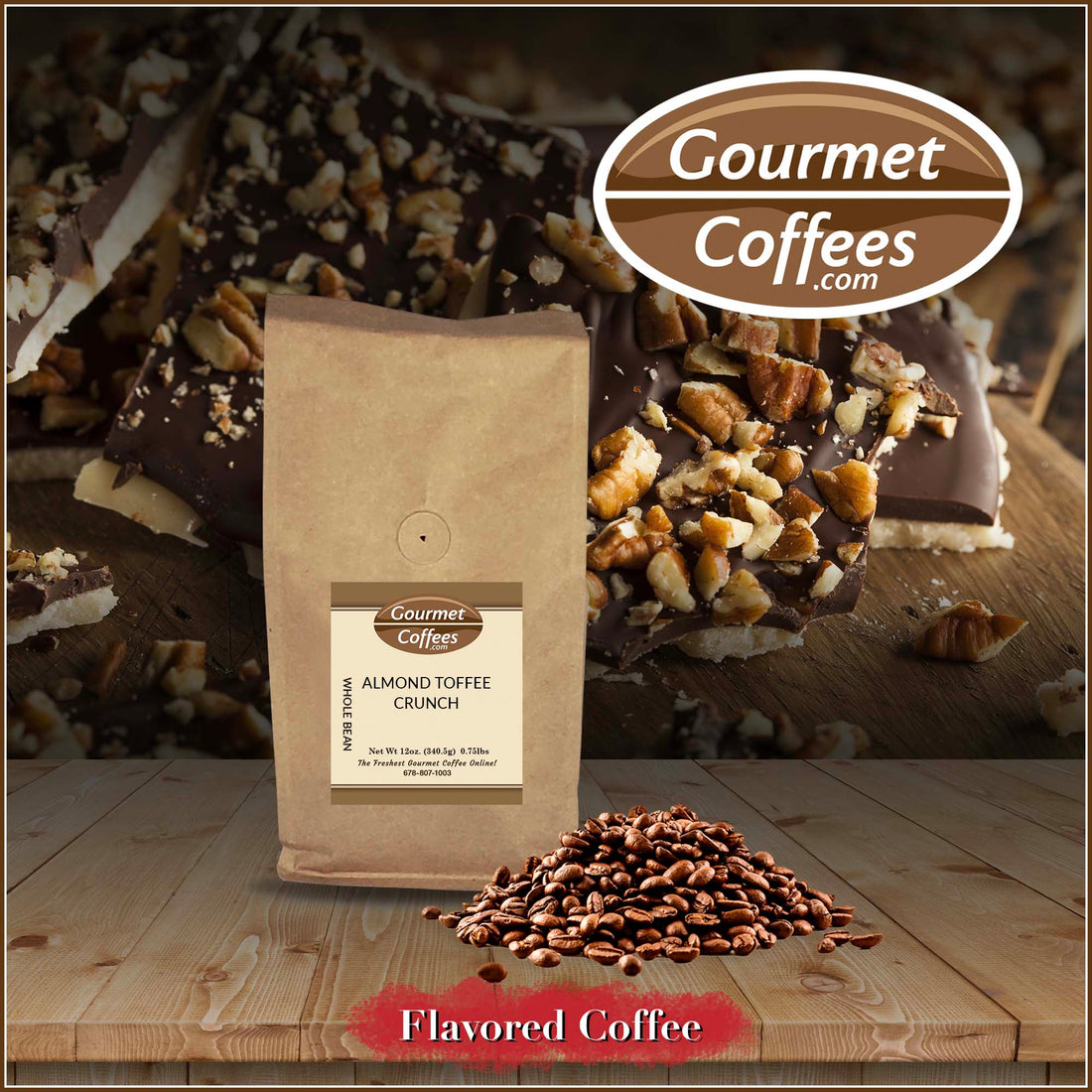 Almond Toffee Crunch Flavored Coffee – GRMS, gourmetcoffees.com